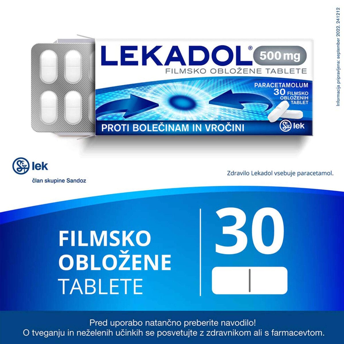 Lekadol 500 mg filmsko obložene tablete, 30 tablet - Lekarna Mačkovec