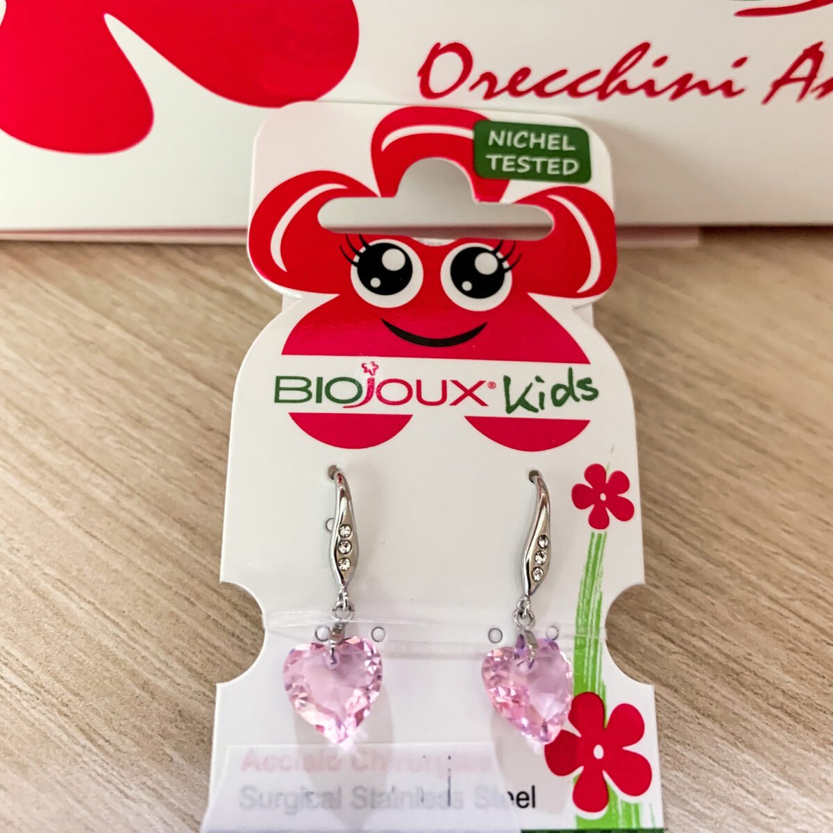 Biojoux Kids medicinski uhani viseči srček BJT722 - Lekarna Mačkovec