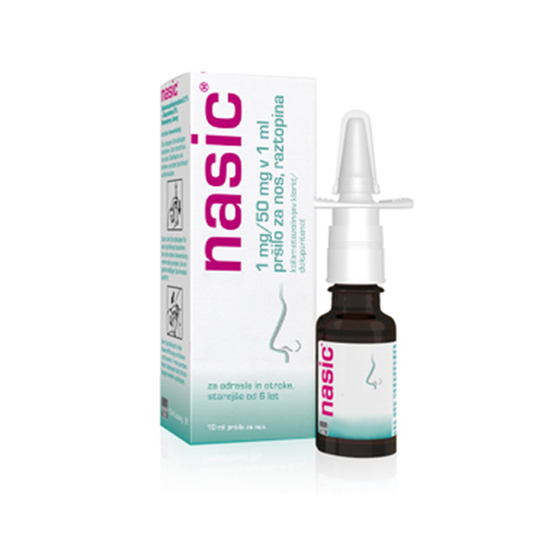 Nasic 1 mg/50 mg v 1 ml pršilo za nos za odrasle, 10 ml - Lekarna Mačkovec