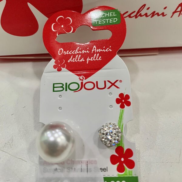 Biojoux medicinski uhani perla in kristal BJU800 - Lekarna Mačkovec